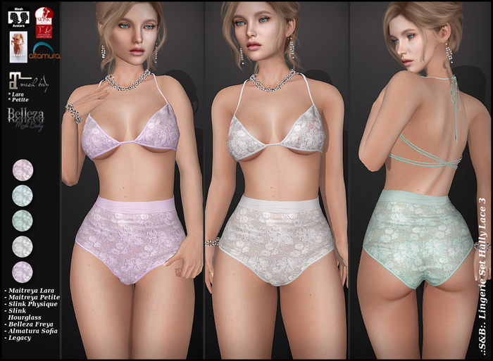 Second Life Marketplace Sandb Lingerie Set Hally Lace 3 Unpacked